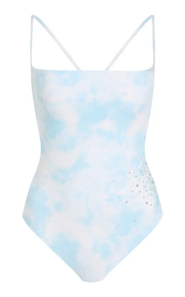DES_PHEMMES Exclusive Riviera Embellished One-piece Swimsuit - Blue