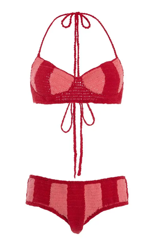 Akoia Swim Exclusive Riviera Striped Crochet Bikini - Red