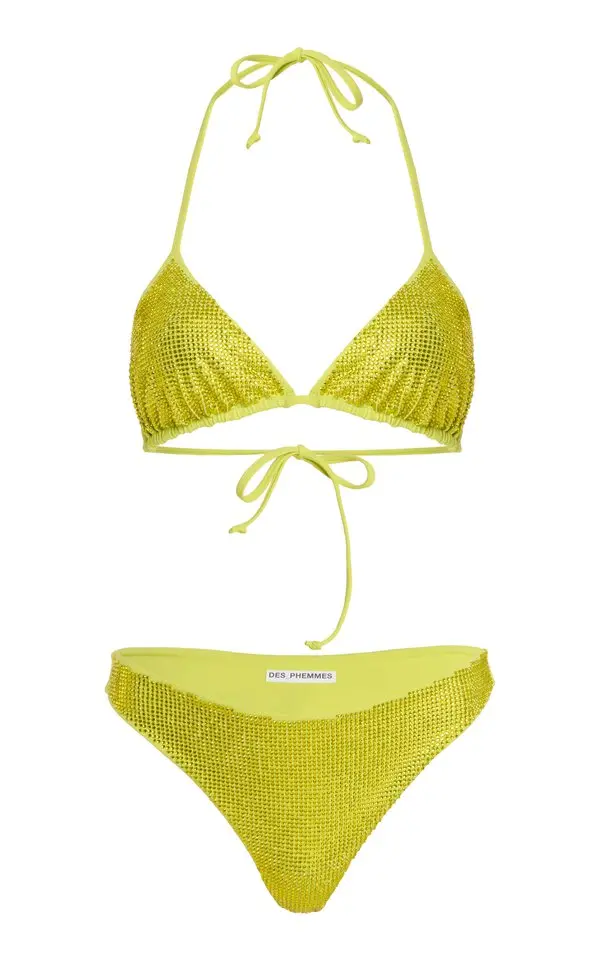 DES_PHEMMES Embroidered Bikini - Green