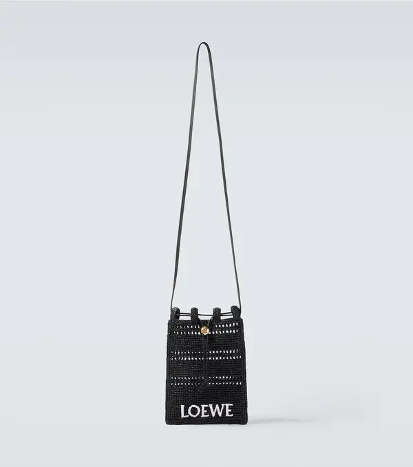 Loewe Paula's Ibiza Raffia Crossbody Bag - Black