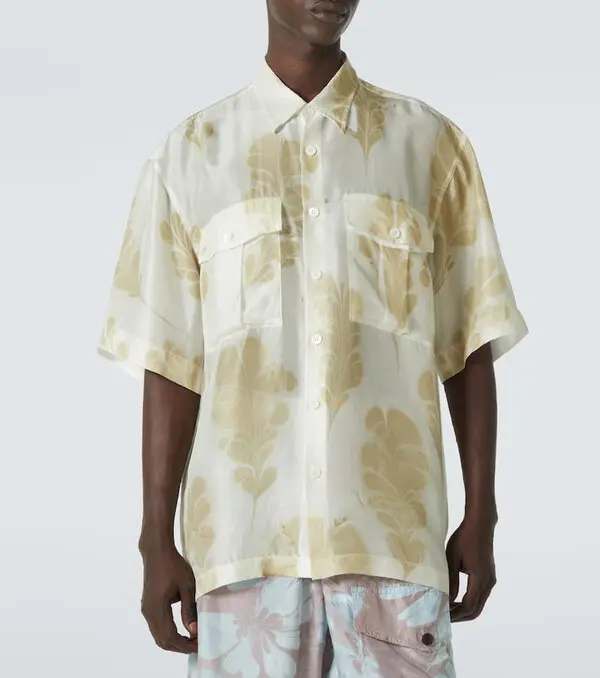 Dries Van Noten Printed Silk Bowling Shirt