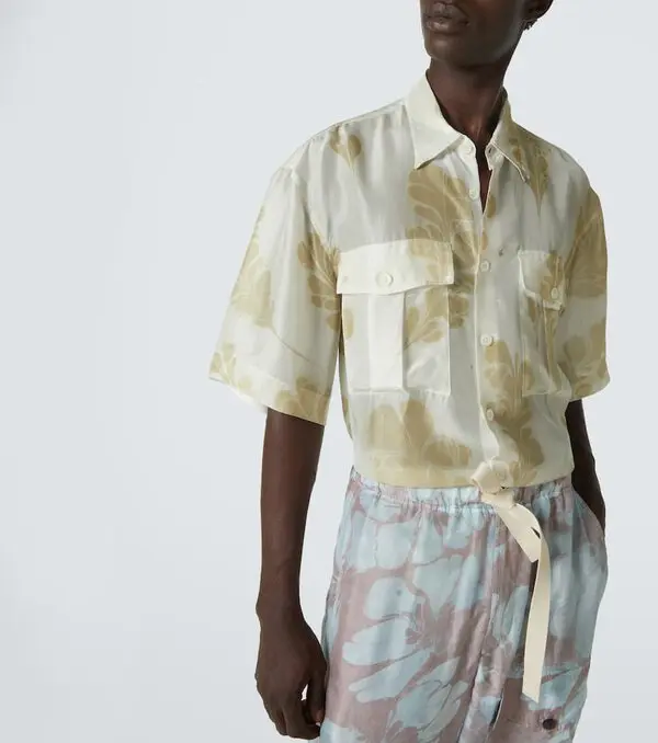 Dries Van Noten Printed Silk Bowling Shirt