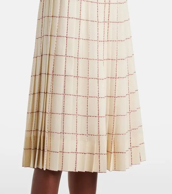 Loro Piana Clea Pleated Silk Sablé Midi Skirt
