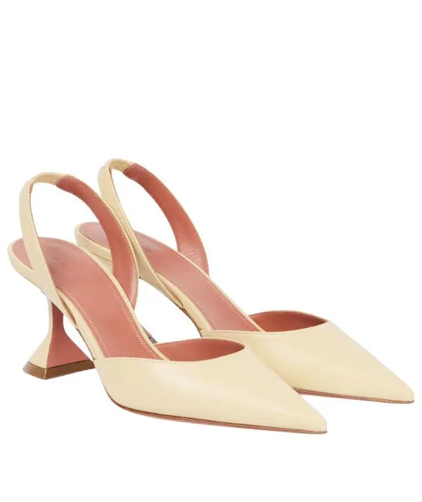 Amina Muaddi Holli 70 Leather Slingback Pumps - Yellow