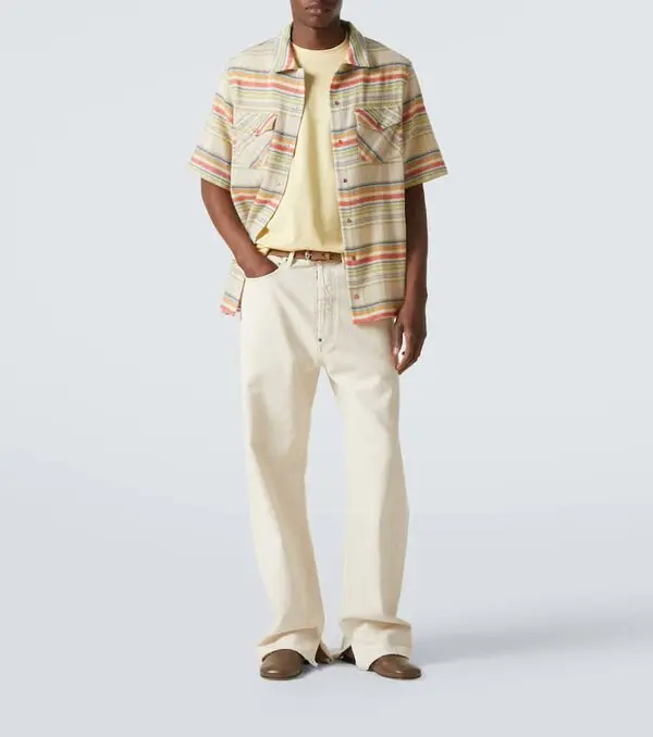 GOD'S TRUE CASHMERE Seaside Gauze Striped Cashmere Shirt