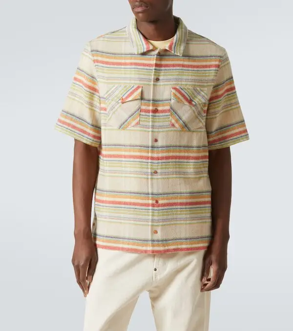 GOD'S TRUE CASHMERE Seaside Gauze Striped Cashmere Shirt