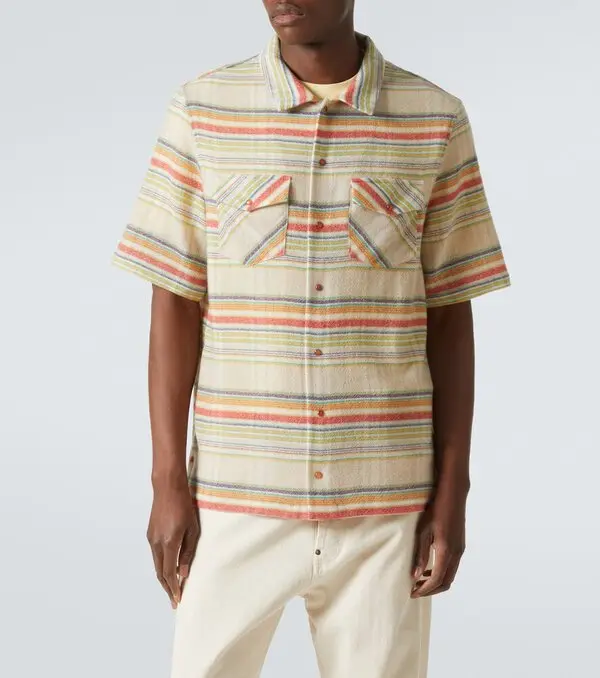 GOD'S TRUE CASHMERE Seaside Gauze Striped Cashmere Shirt