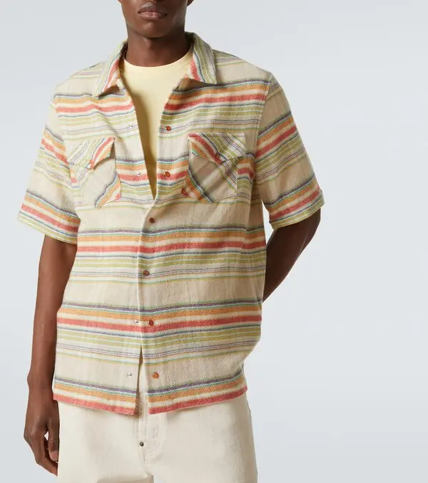 GOD'S TRUE CASHMERE Seaside Gauze Striped Cashmere Shirt