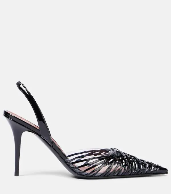 Amina Muaddi Lori 90 Patent Leather And Pvc Slingback Pumps