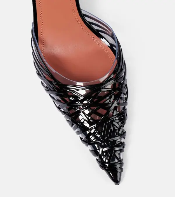 Amina Muaddi Lori 90 Patent Leather And Pvc Slingback Pumps