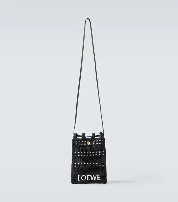 Loewe Raffia Crossbody Bag - Black