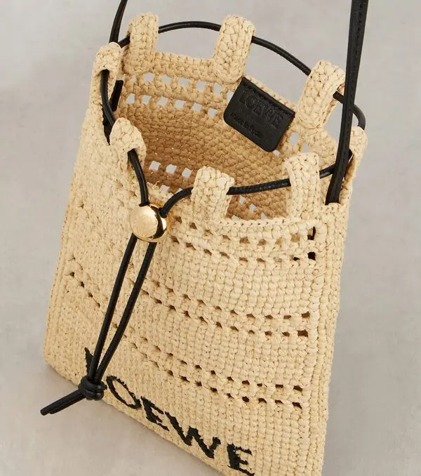 Loewe Paula's Ibiza Raffia Pouch With Strap - Beige