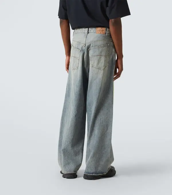 Balenciaga Logo Embroidered Wide-leg Jeans - Grey