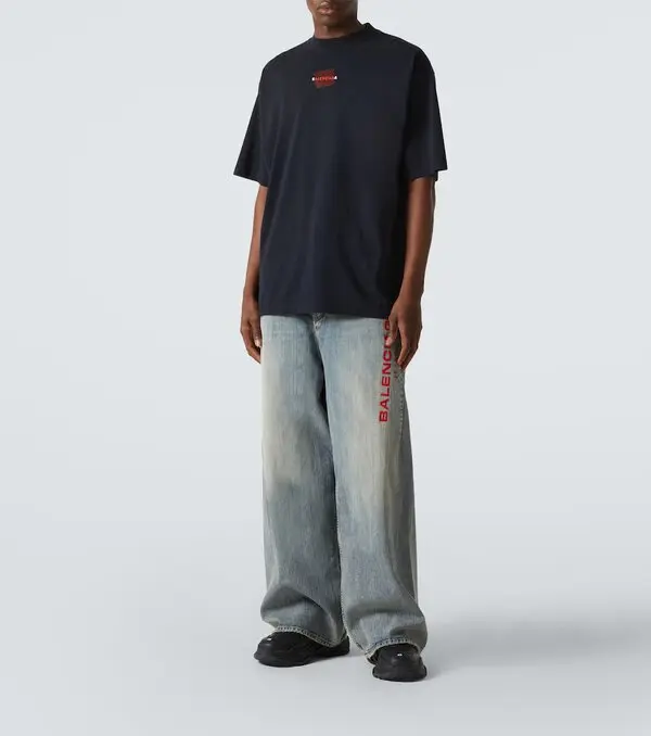 Balenciaga Logo Embroidered Wide-leg Jeans
