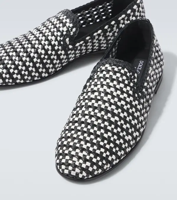 Dolce & Gabbana Woven Leather Slip-on Loafers