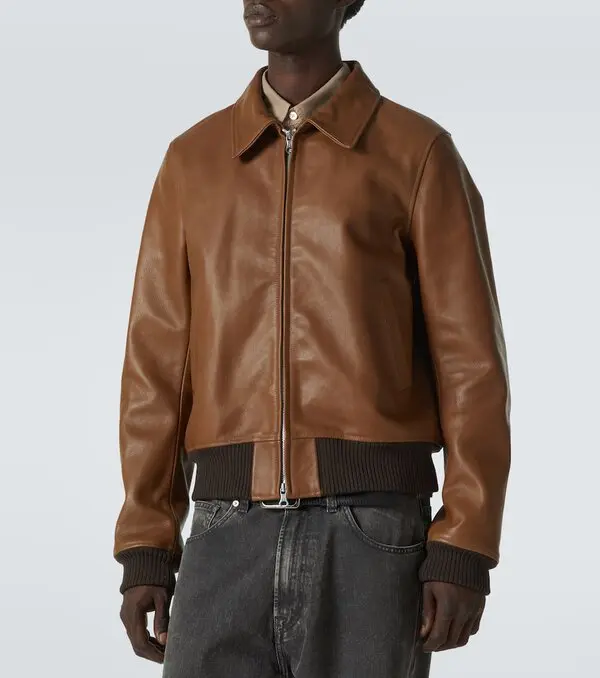 Our Legacy Pharos Leather Bomber Jacket - Brown
