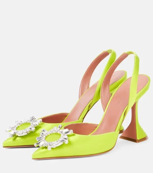 Amina Muaddi Begum 95 Satin Slingback Pumps