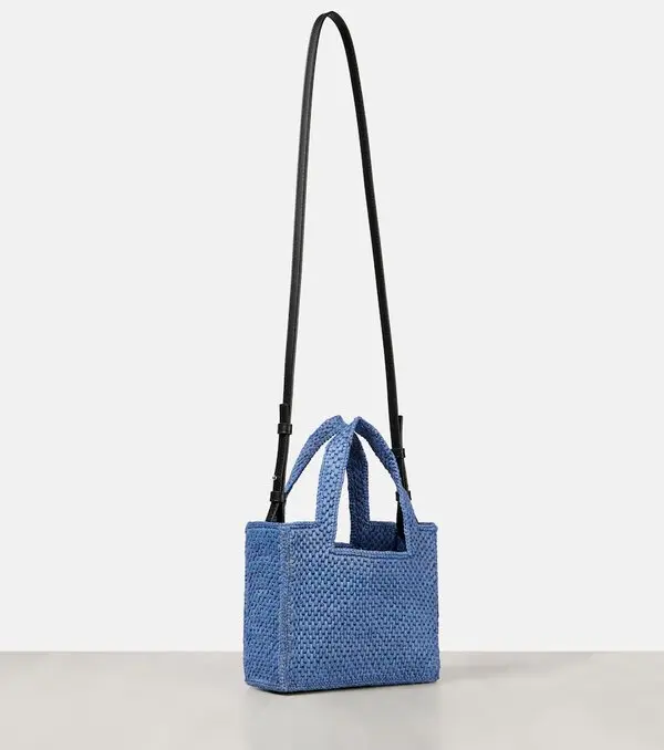 Loewe Mini Logo Raffia Top-handle Bag - Blue