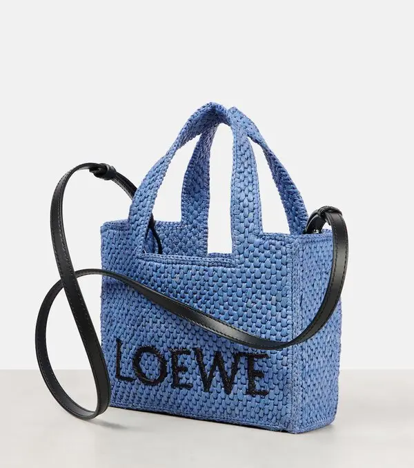 Loewe Mini Logo Raffia Top-handle Bag - Blue