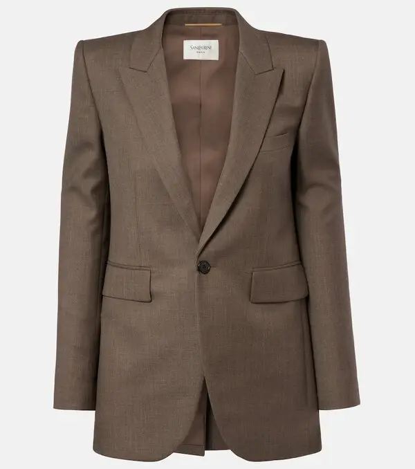 Saint Laurent Wool Double-breasted Blazer - Grey