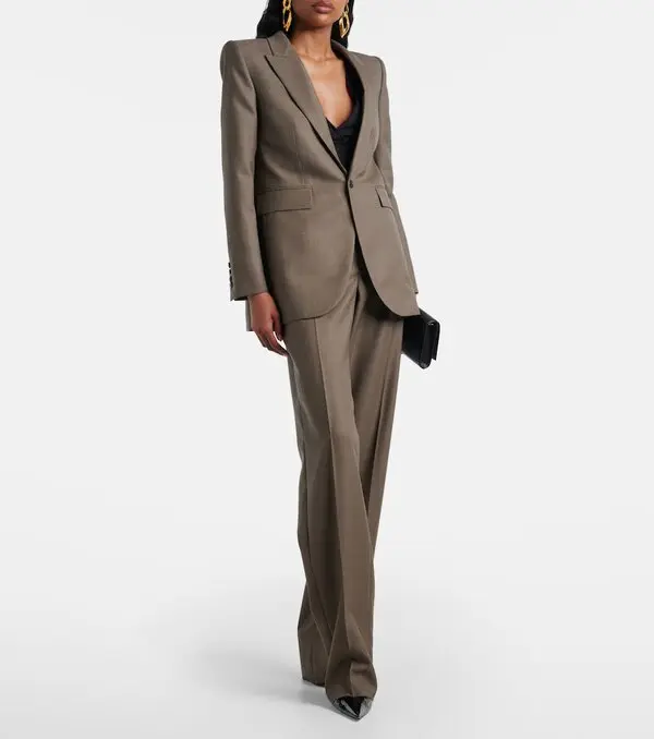 Saint Laurent Wool Double-breasted Blazer - Grey