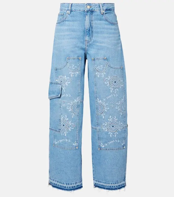 GANNI Broderie Anglaise Barrel-leg Jeans