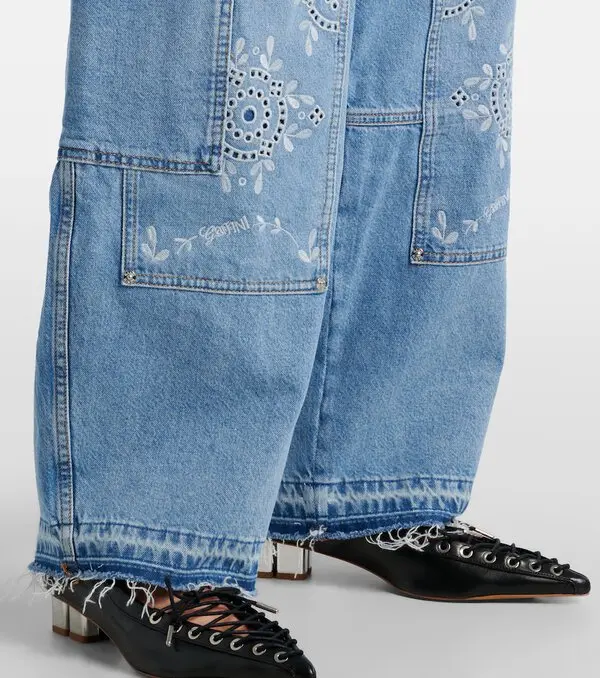 GANNI Broderie Anglaise Barrel-leg Jeans