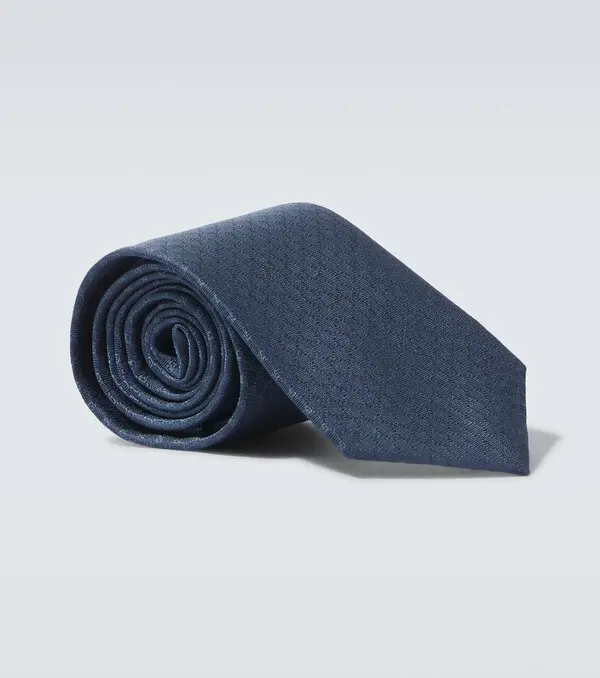 Gucci Gg Silk Jacquard Neck Tie - Blue