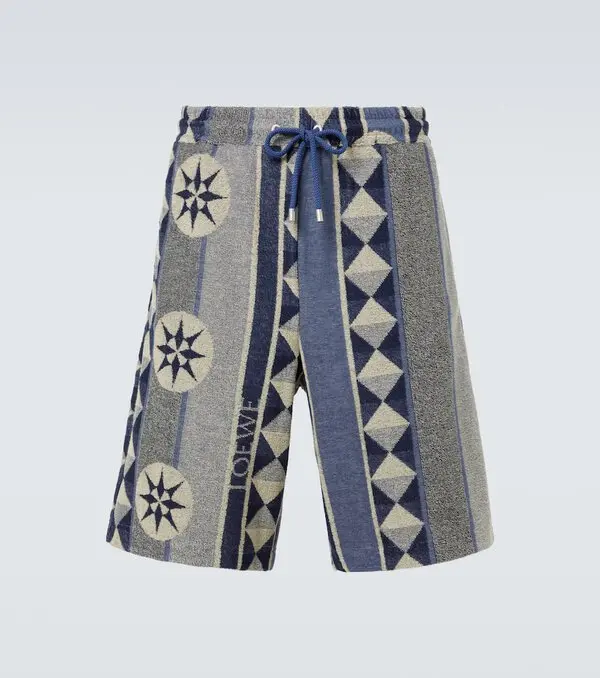 Loewe Printed Cotton-blend Terry Bermuda Shorts