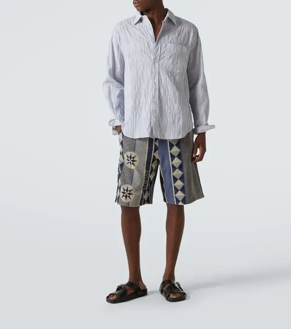 Loewe Printed Cotton-blend Terry Bermuda Shorts