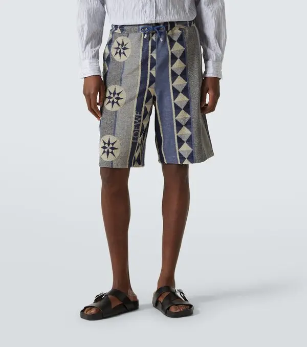 Loewe Printed Cotton-blend Terry Bermuda Shorts