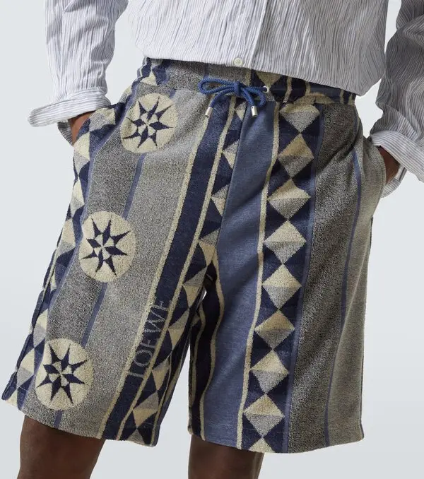 Loewe Printed Cotton-blend Terry Bermuda Shorts