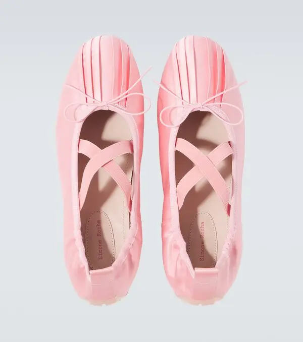 Simone Rocha Ballerina Grip Pleated Ballet Flats