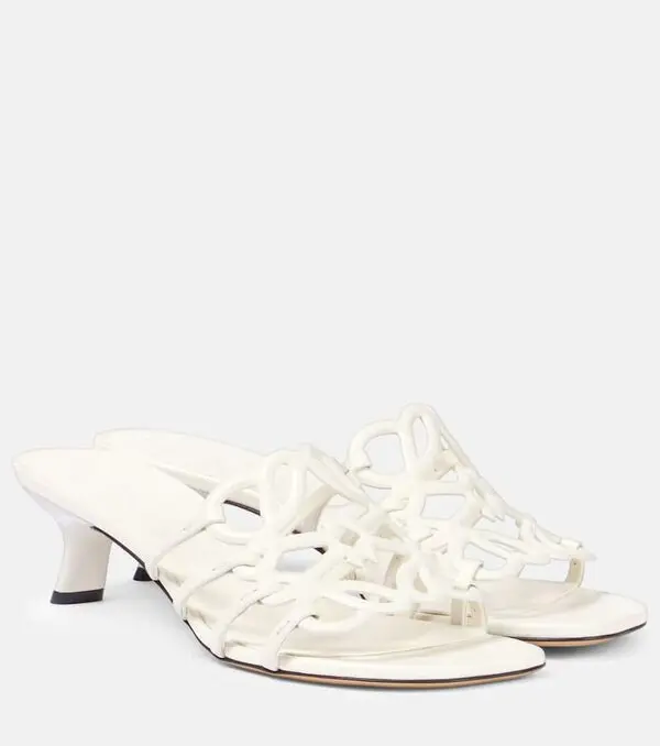 Loewe Anagram Leather Mules - White