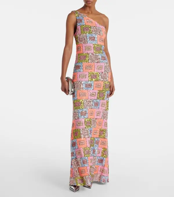 TALLER MARMO Sequined One-shoulder Gown
