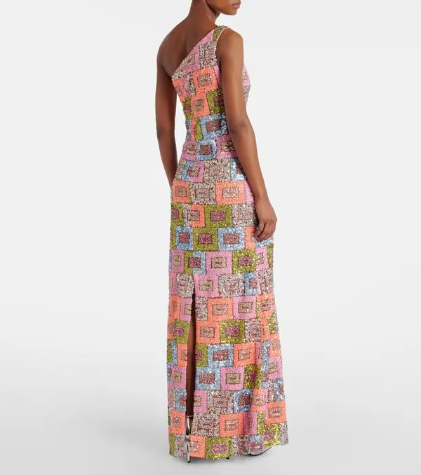 TALLER MARMO Sequined One-shoulder Gown