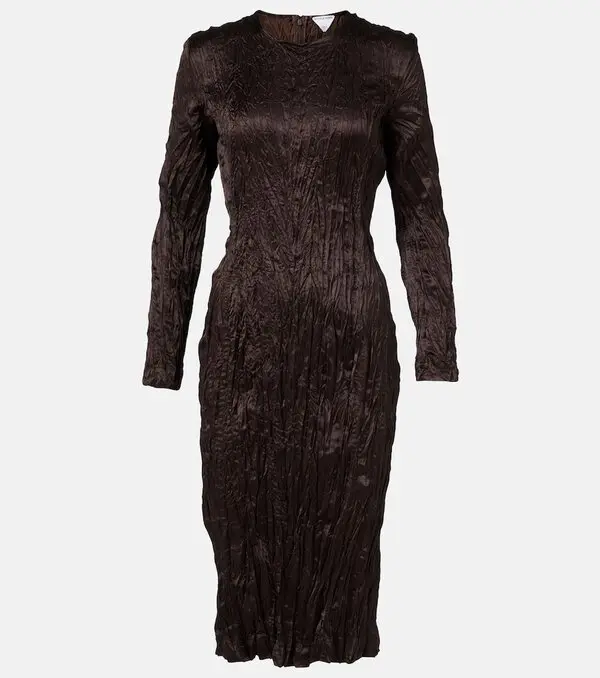 Bottega Veneta Satin Midi Dress - Brown