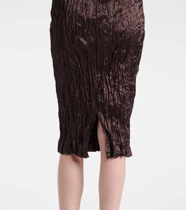 Bottega Veneta Satin Midi Dress - Brown