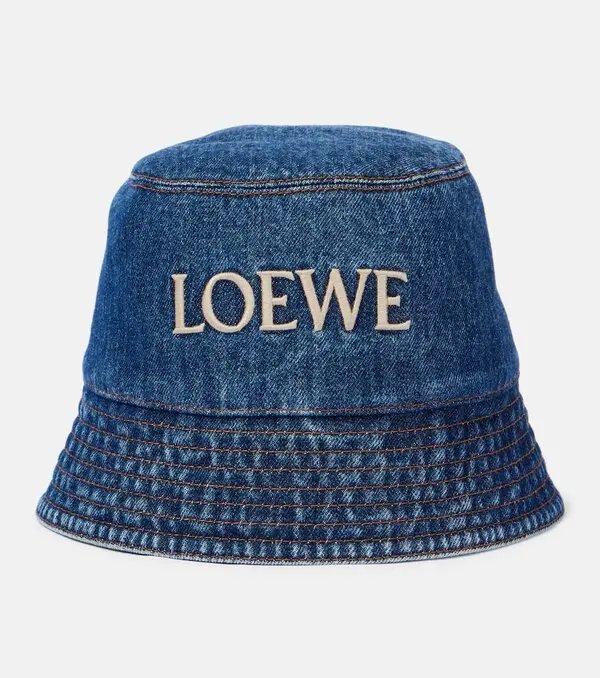 Loewe Logo Denim Bucket Hat - Blue