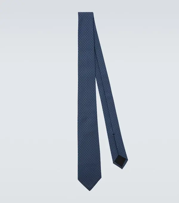 Gucci Gg Silk Jacquard Neck Tie - Blue
