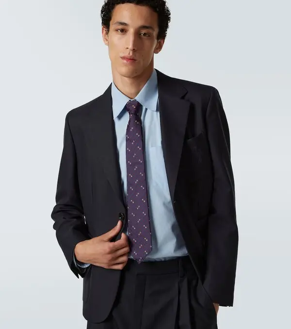 Gucci Gg Silk Jacquard Neck Tie - Blue