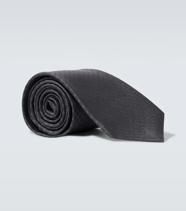 Gucci Gg Silk Jacquard Neck Tie - Grey