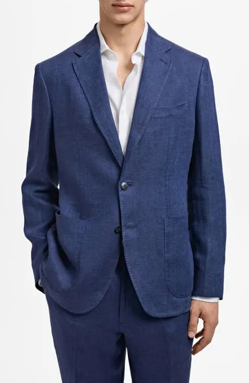 Mango Salerno Linen Sport Coat - Indigo Blue