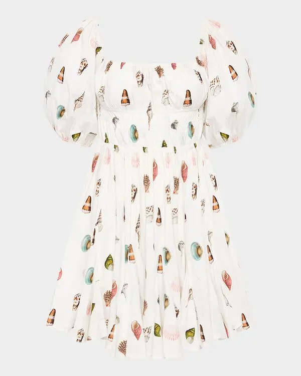 PALM NOOSA Flora Seashell-print Mini Dress - Sardinia Shell