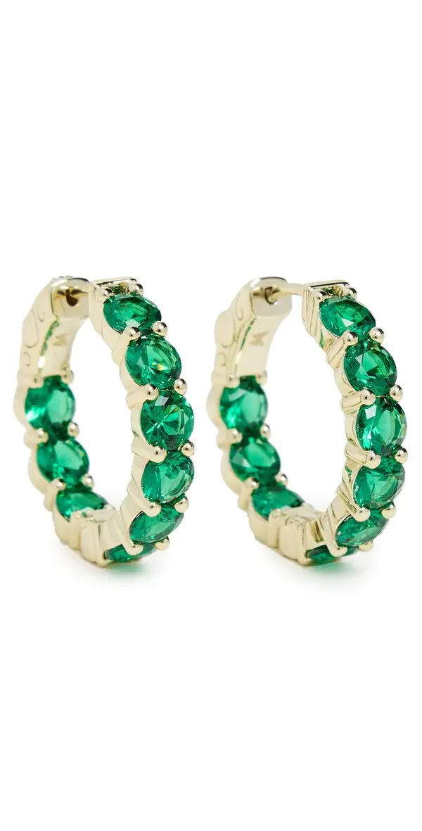 BY ADINA EDEN Crystal Round Hoop Earrings - Emerald Green