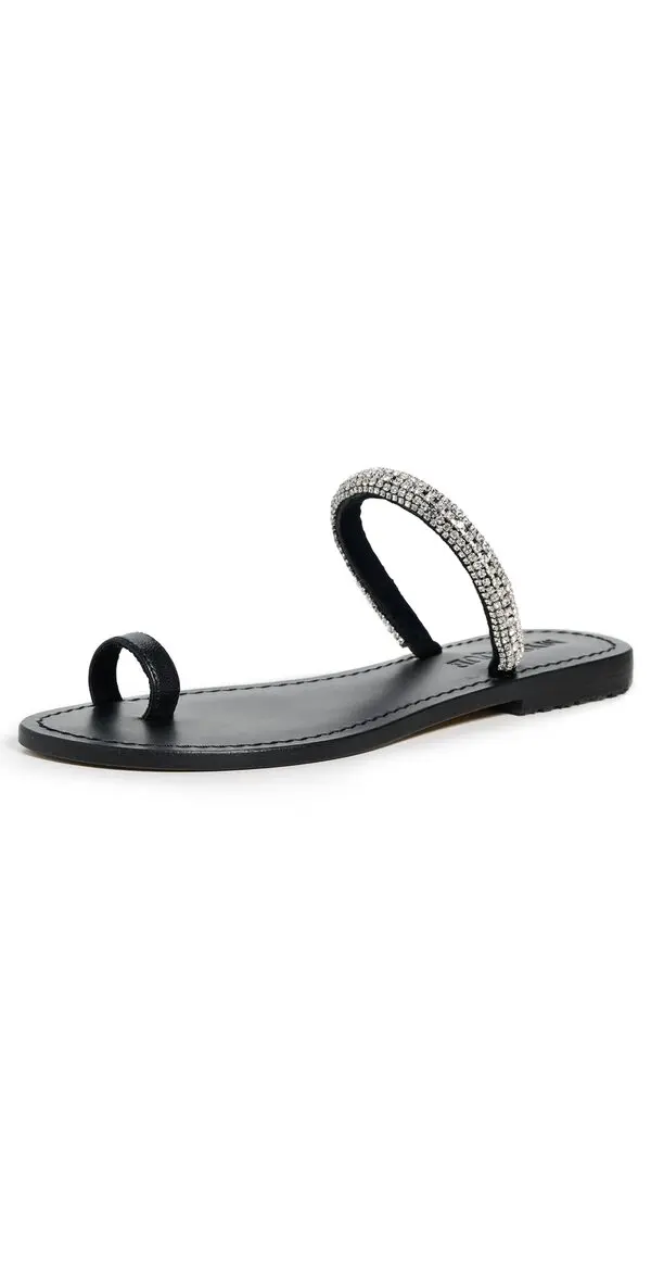 Mystique Embellished Leather Sandals - Black/clear