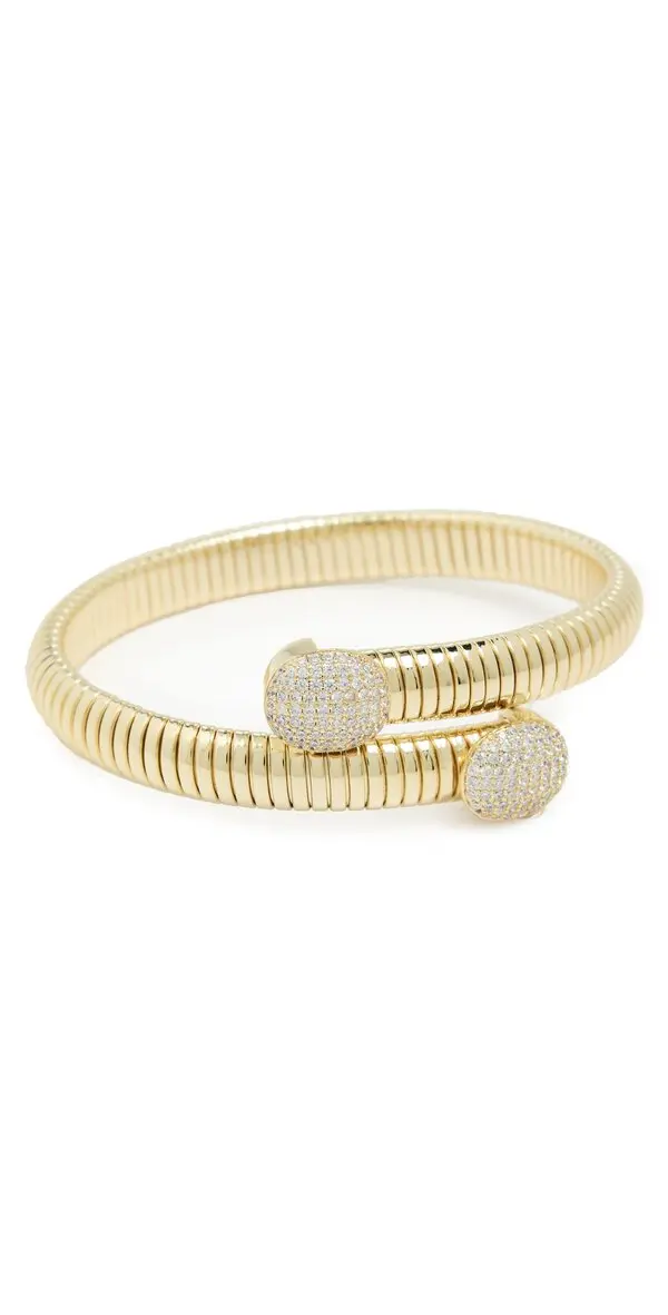 BY ADINA EDEN Pave Oval Snake Wrap Bangle Bracelet - Gold