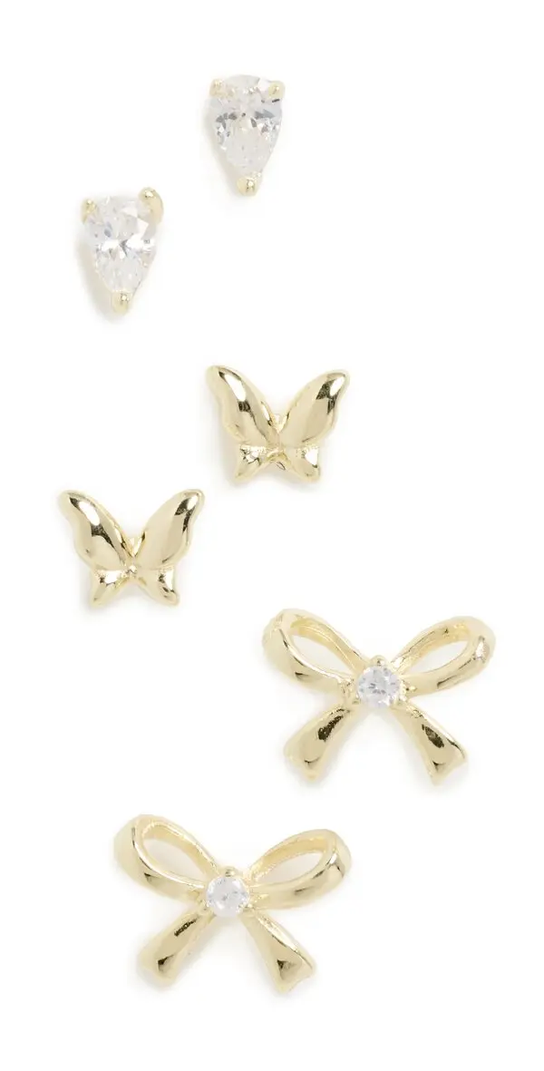 BY ADINA EDEN Stud Earrings Set - Gold
