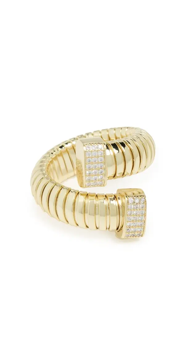 BY ADINA EDEN Pave Accented Overlap Ring - Gold