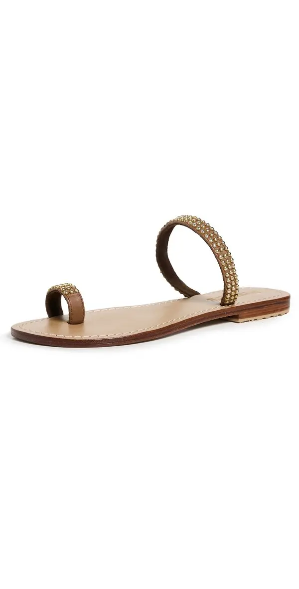 Mystique Embellished Toe Ring Sandals - Camel/gold